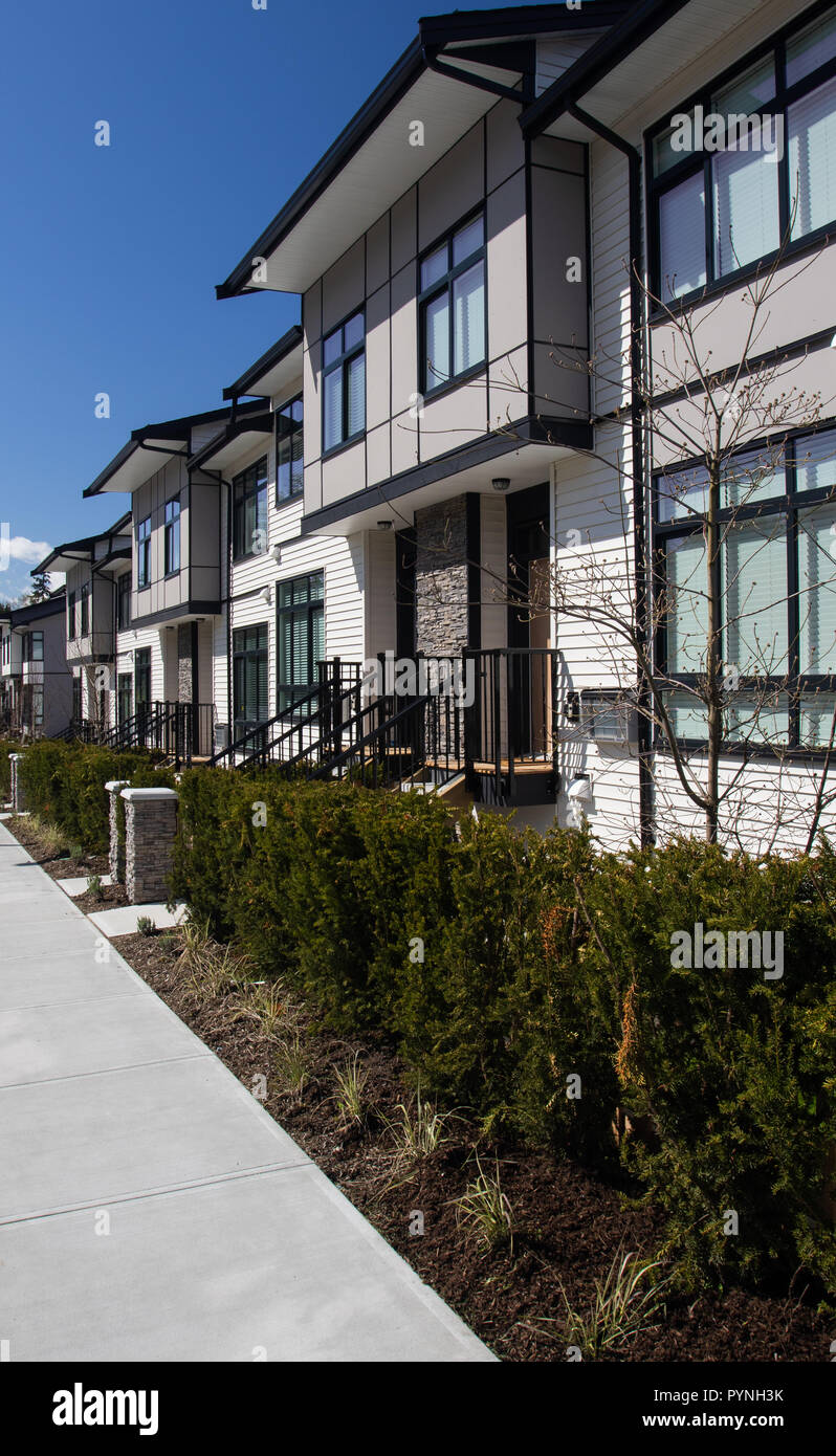 Brand new upscale townhomes in a Canadian neighbourhood. External ...