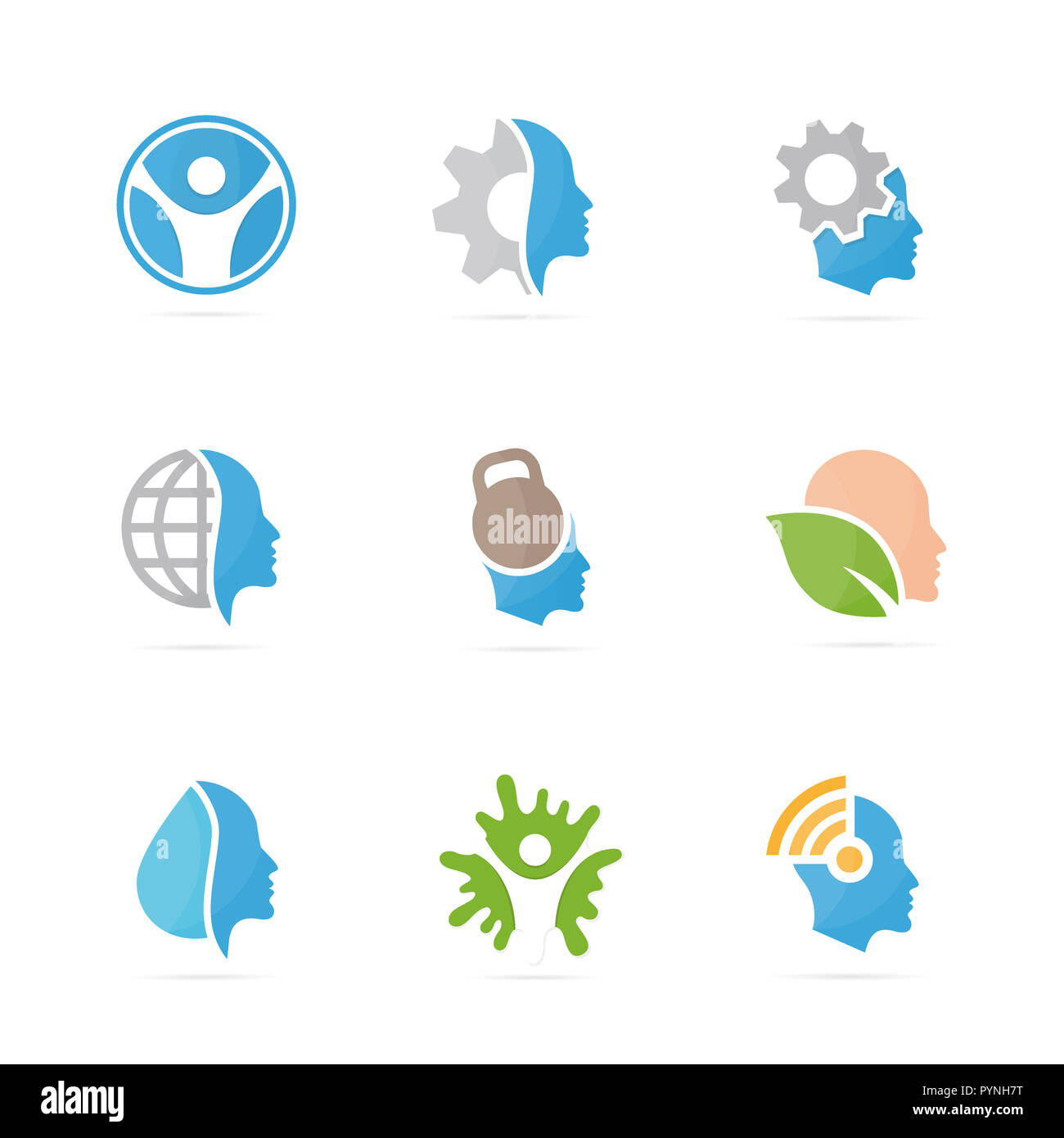 Set of people logo combination. Body and face symbol or icon. Unique ...