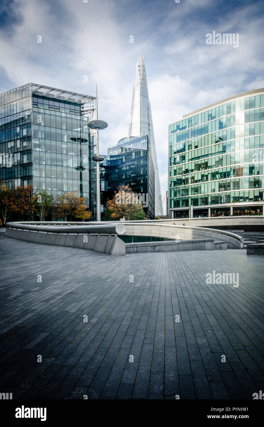 Southwark Skyline in London with the new Shard skyscraper, City Hall ...
