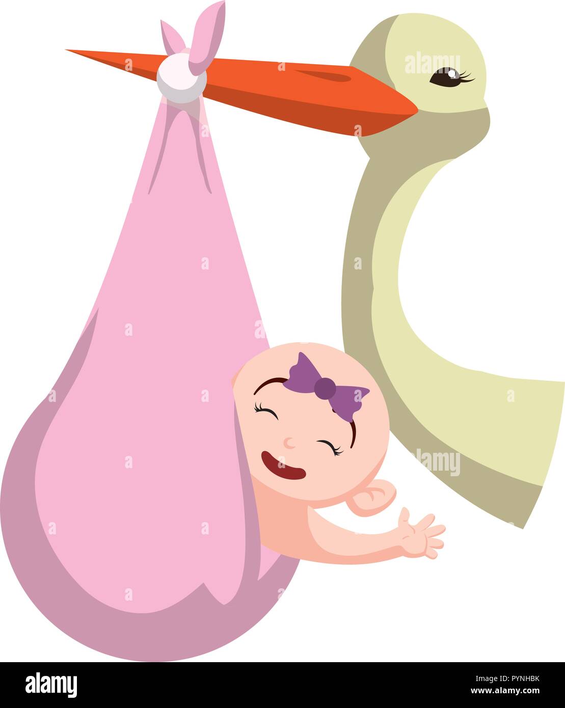 cute stork baby shower card vector illustration design Stock Vector ...