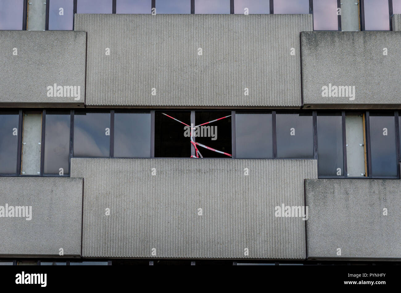 Empty buidling from the outside. red lines for not entering Stock Photo ...
