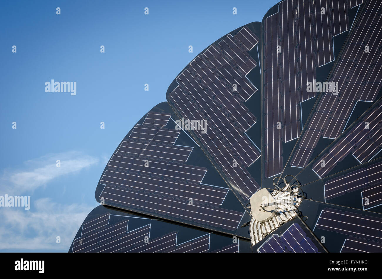 Detail shot of a round solar panel Stock Photo - Alamy