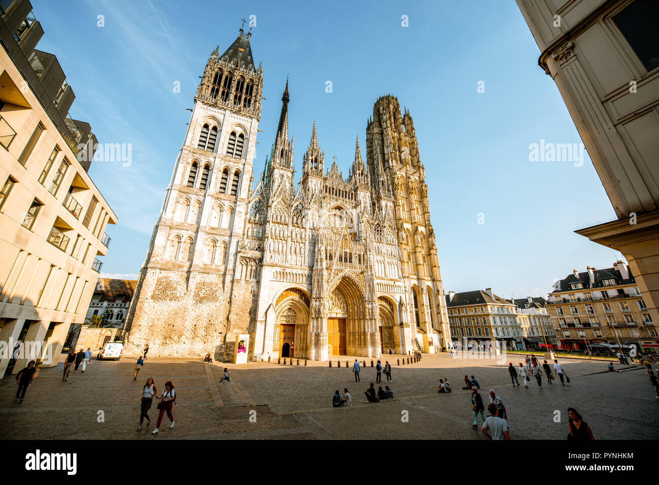 ROUEN, FRANCE - September 03, 2017: View from below on the facade of ...