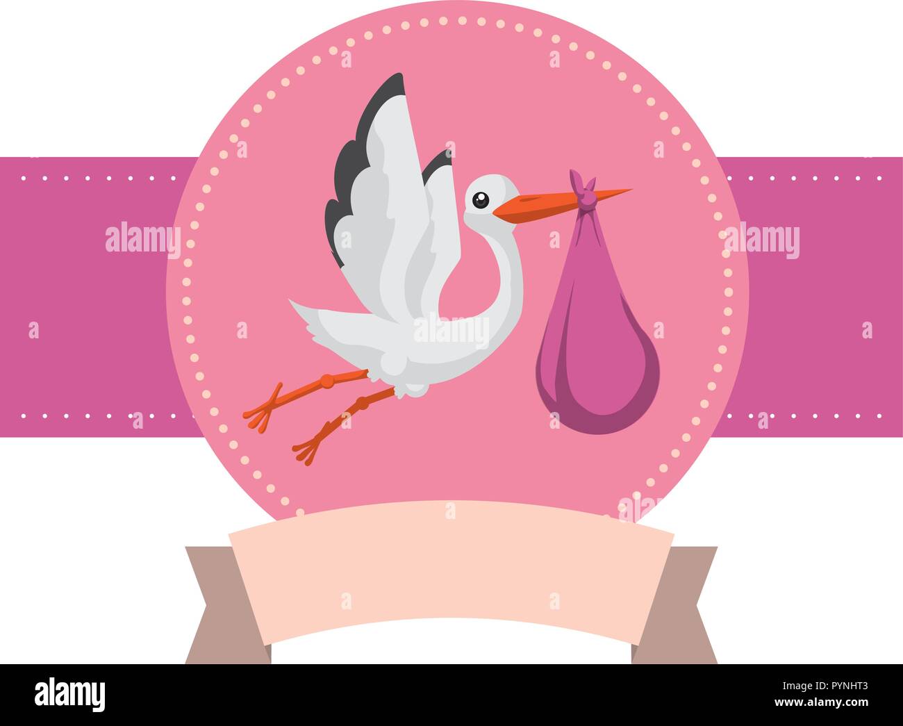 cute stork baby shower card vector illustration design Stock Vector ...
