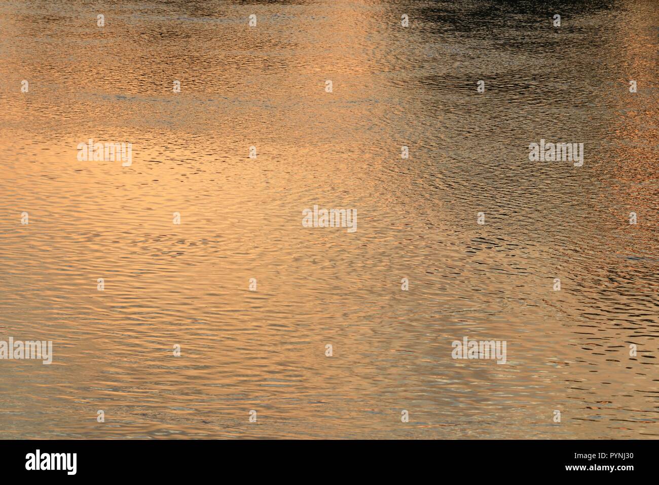 water reflection river surface motion beautiful in sunset nature Stock ...