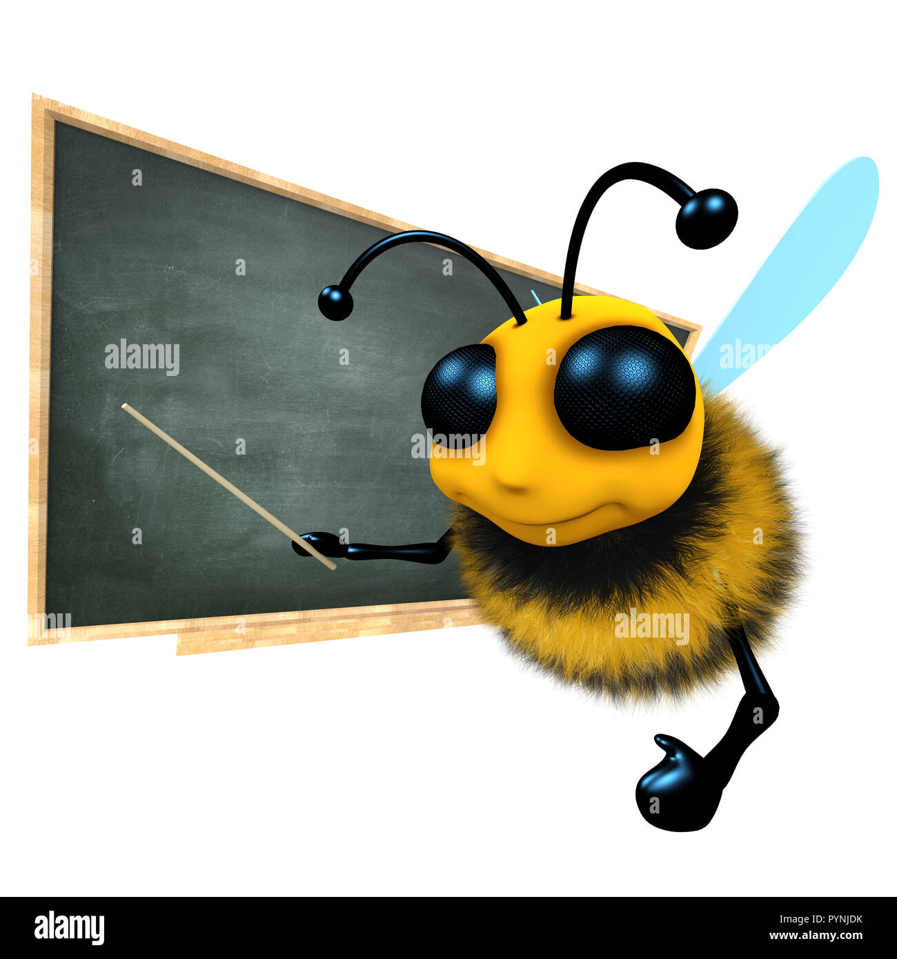 3d render of a funny cartoon honey bee character is teaching at the ...