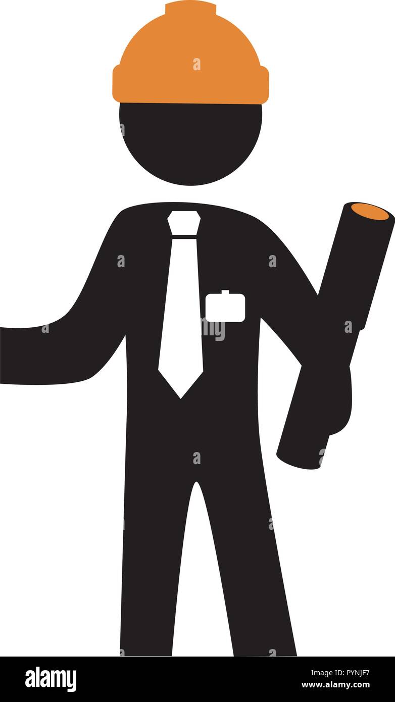 worker construction enginneer with plane vector illustration design ...