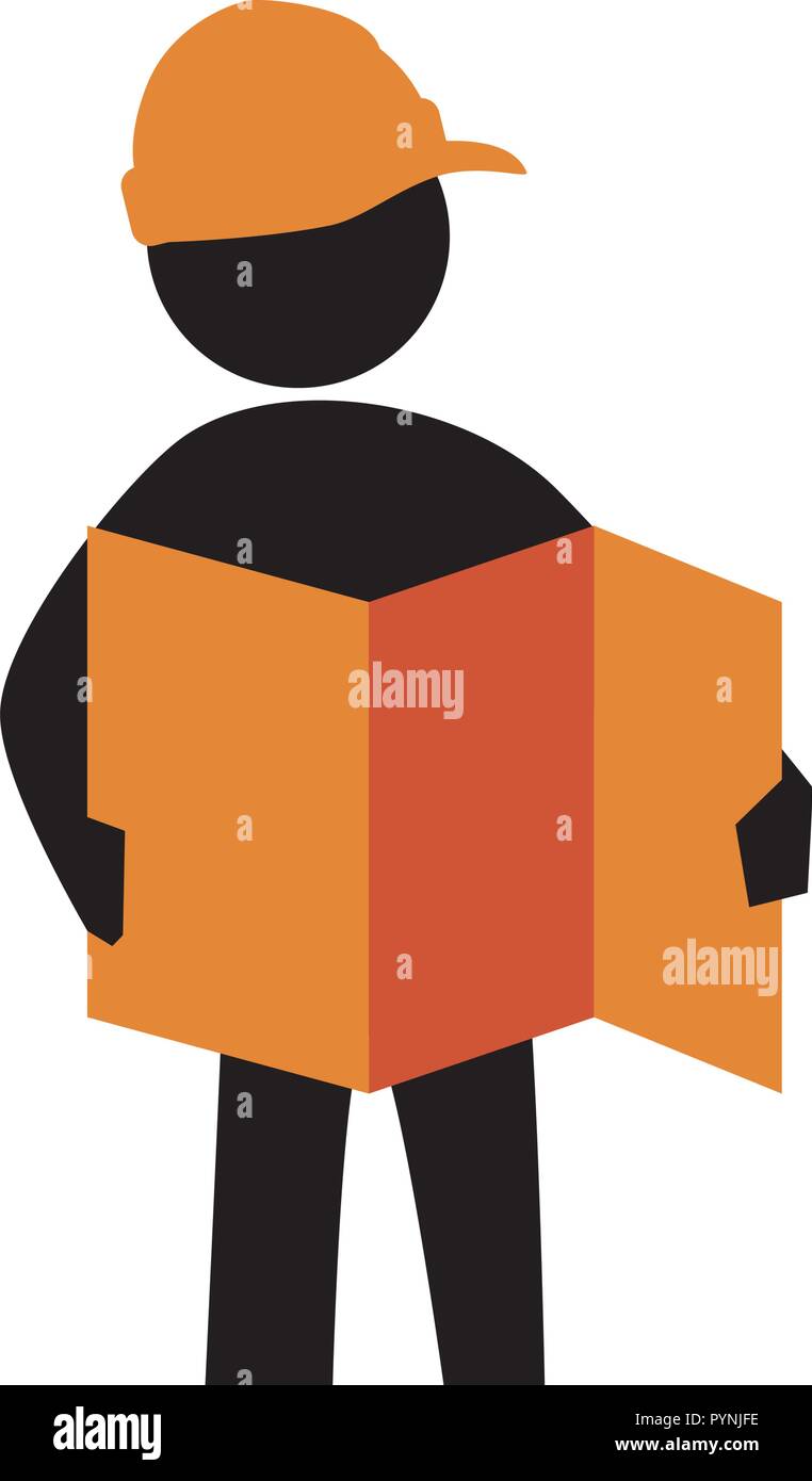 worker construction enginneer with plane vector illustration design ...