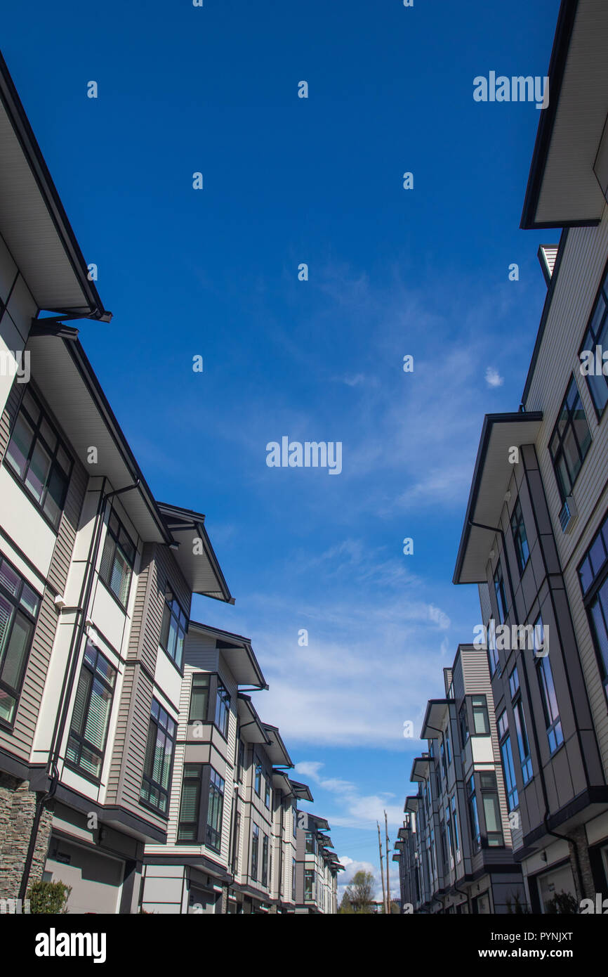Inside of townhouse complex. townhomes are side by side. Rows of ...