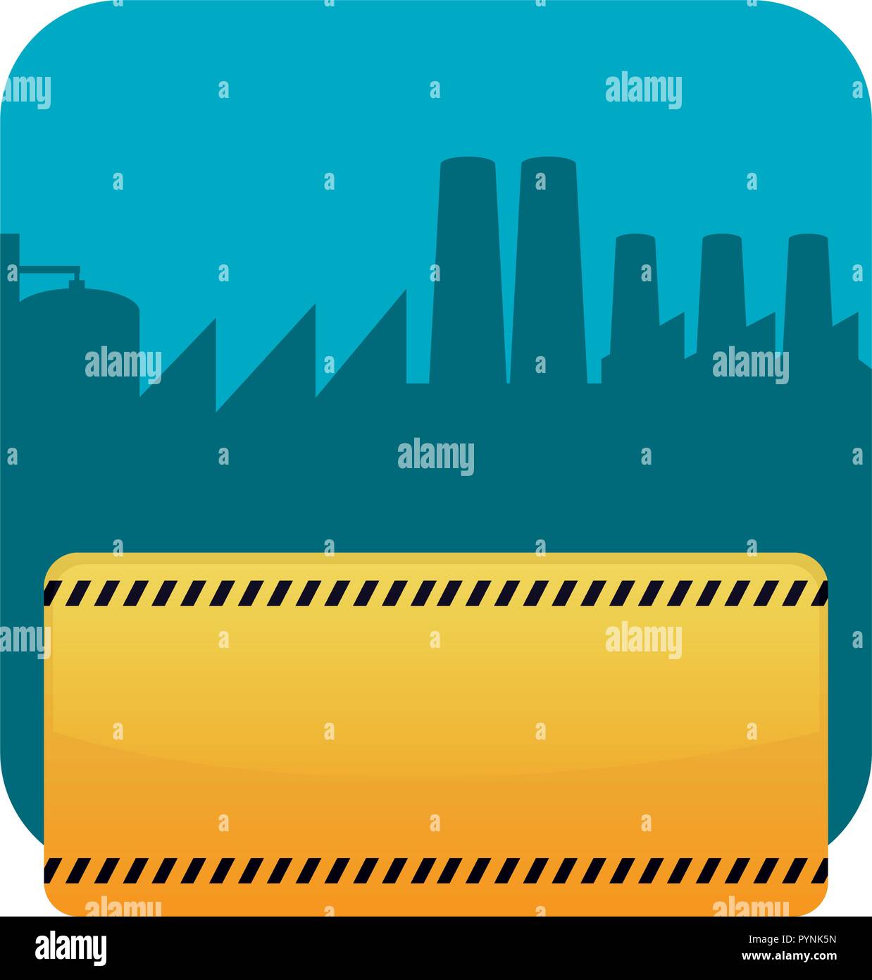 construction label caution with cityscape vector illustration design ...