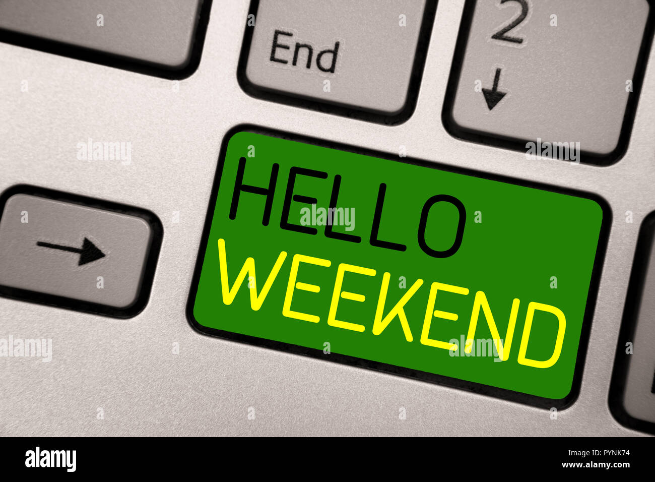 Writing note showing Hello Weekend. Business photo showcasing Getaway ...