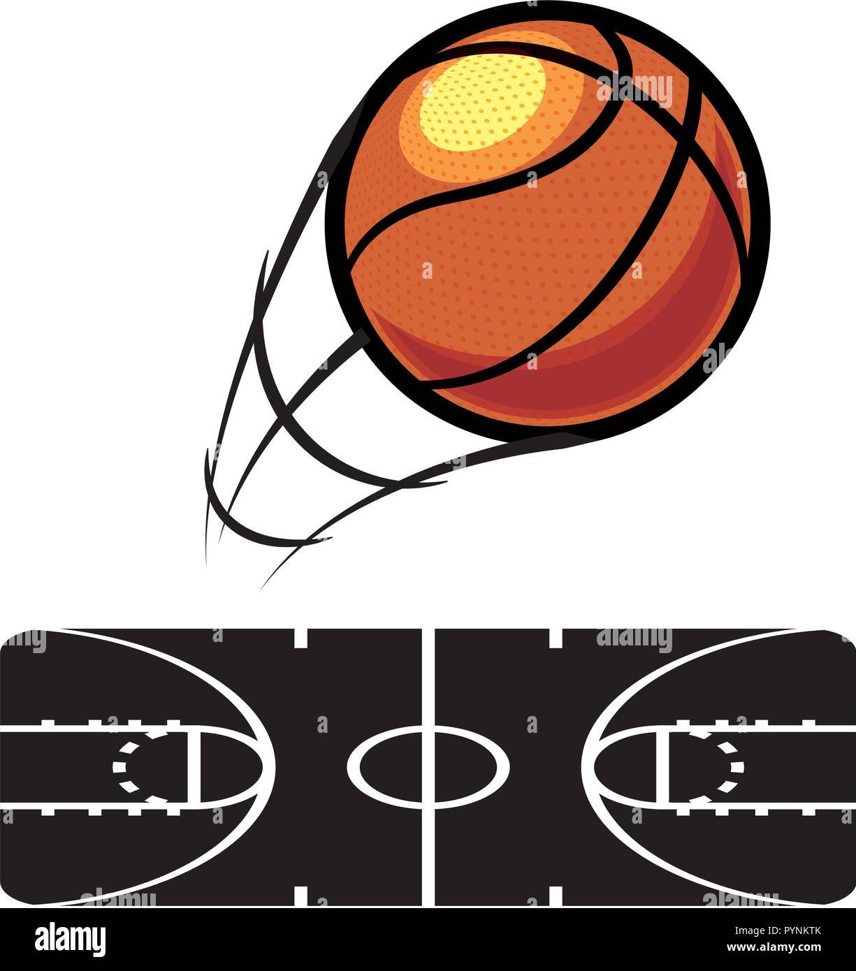 basketball balloon with court vector illustration design Stock Vector ...
