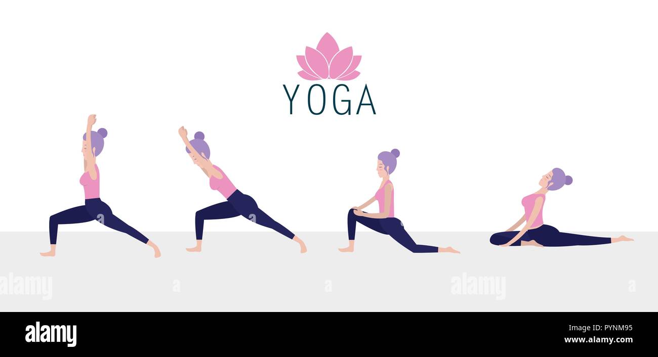 set woman practice yoga spiritual posture Stock Vector Image & Art - Alamy