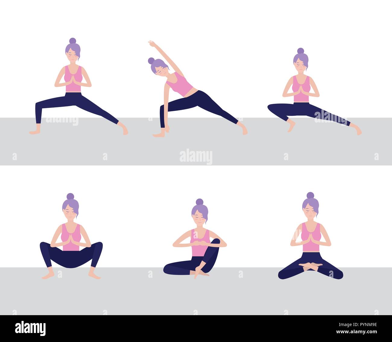 set woman practice yoga position balance Stock Vector Image & Art - Alamy