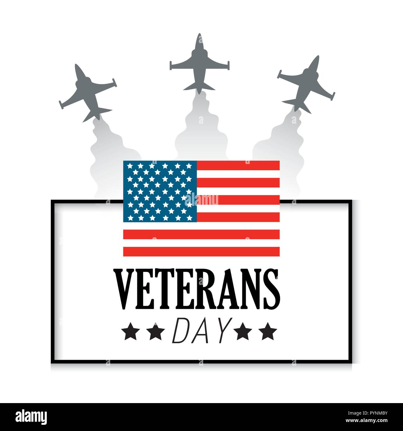 veterans day with united states flag and airplanes Stock Vector Image ...