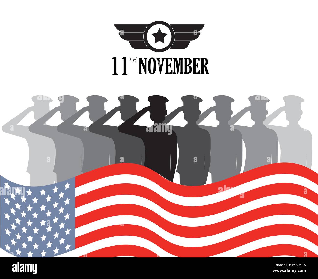 memorial veterans day with soldiers and flag Stock Vector Image & Art ...