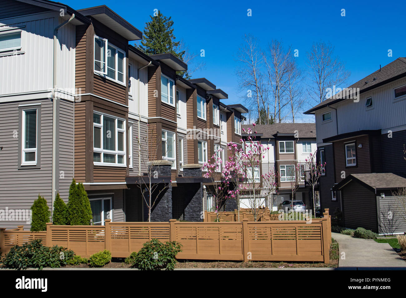 Modern low rise wood frame complex. Brand new apartment building on ...