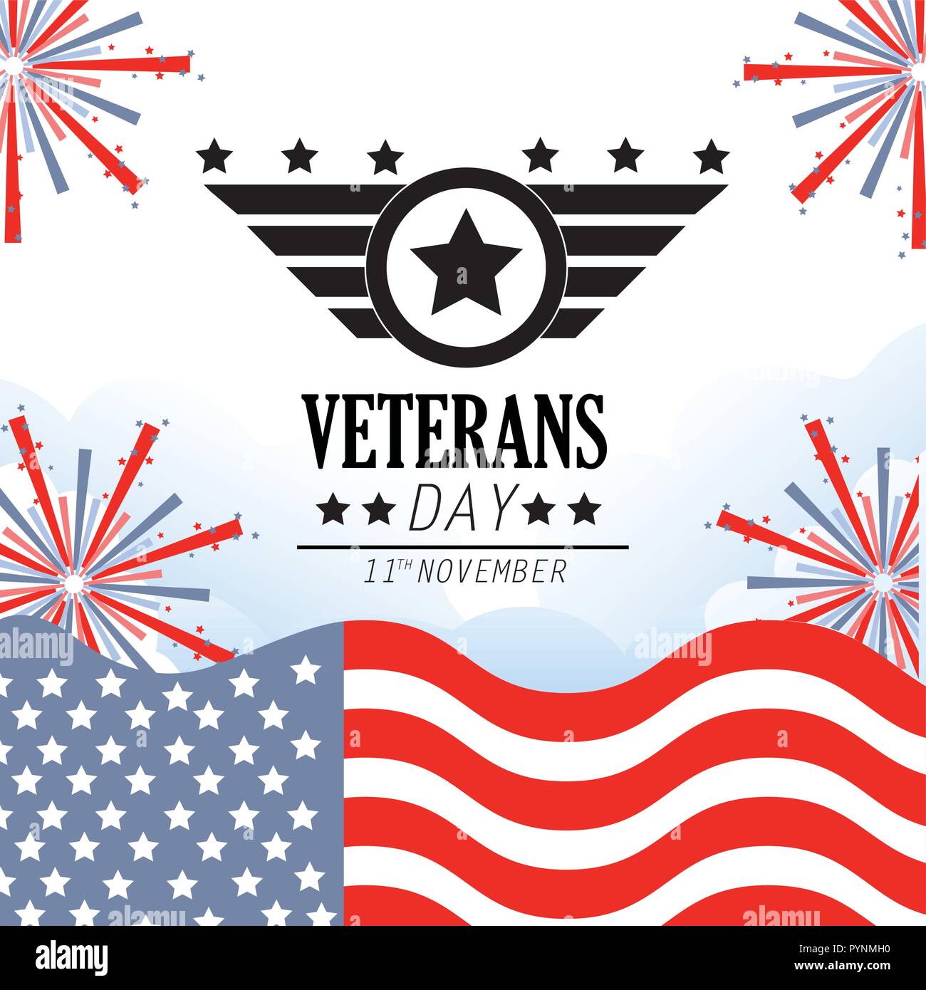 veterans day celebration with flag and fireworks Stock Vector Image ...
