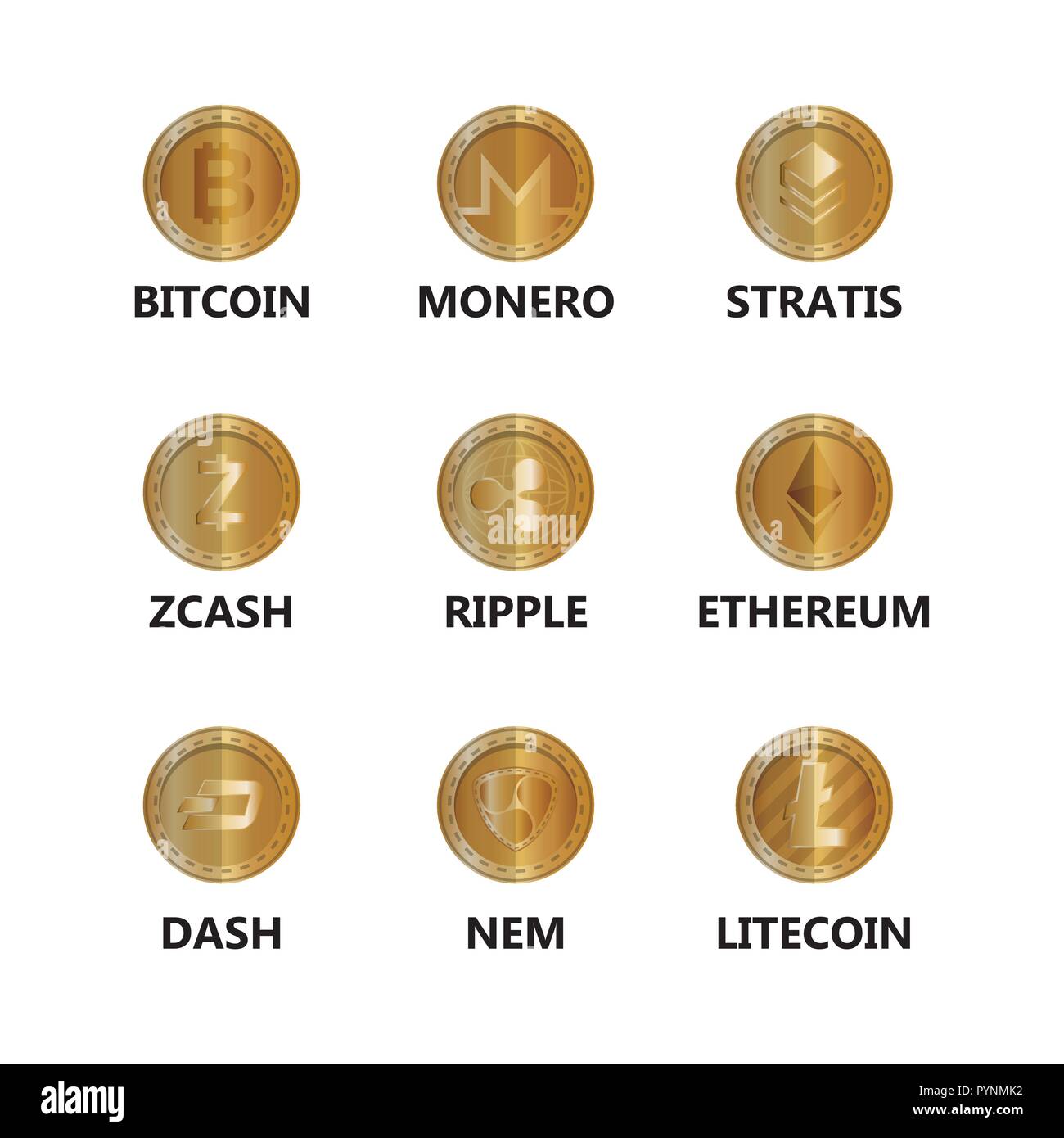 set of virtual coins icons vector illustration design Stock Vector ...