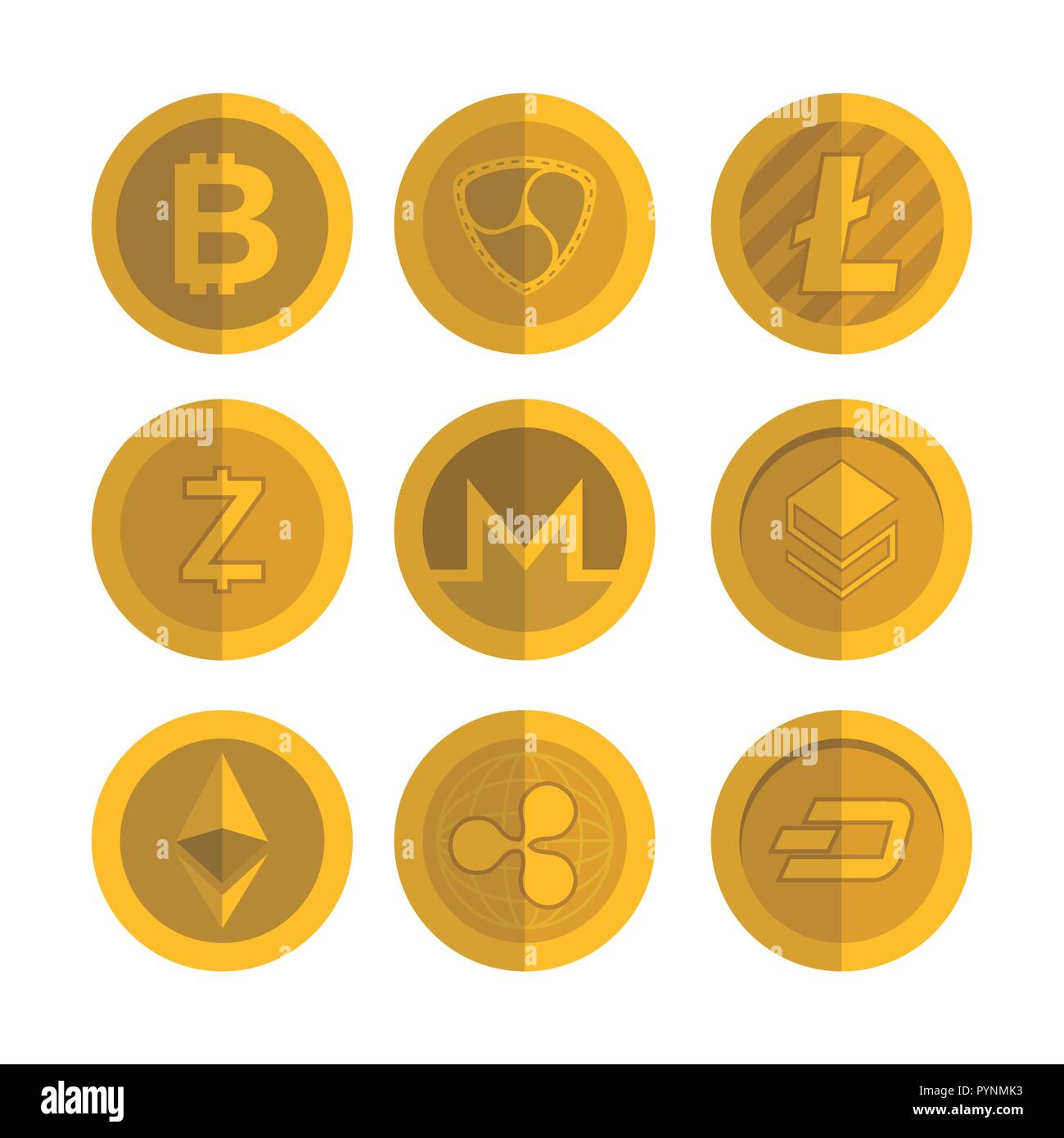 set of virtual coins icons vector illustration design Stock Vector ...
