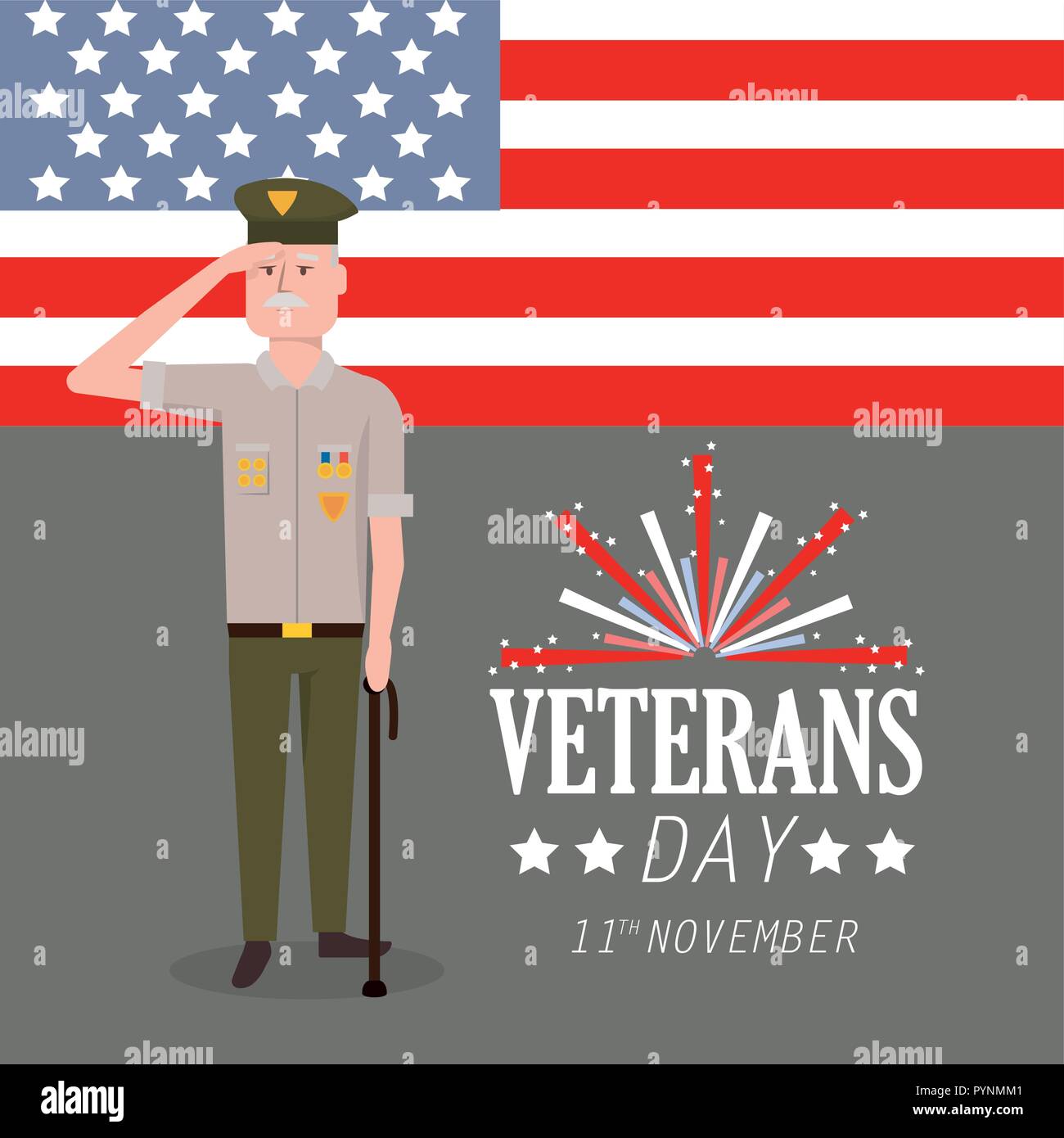 veterans policeman day celebration with firework Stock Vector Image ...
