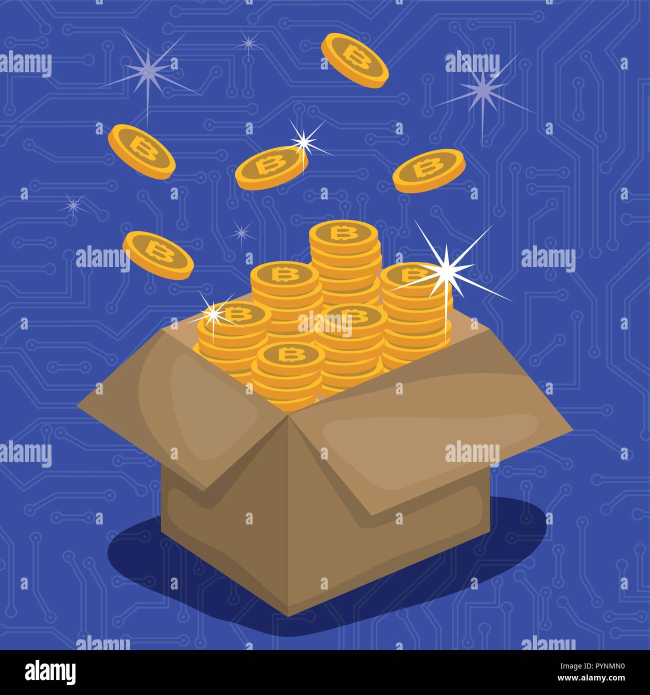 Carton box virtual coins hi-res stock photography and images - Alamy