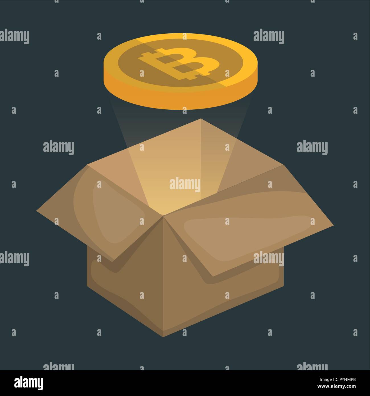 Carton box virtual coins hi-res stock photography and images - Alamy