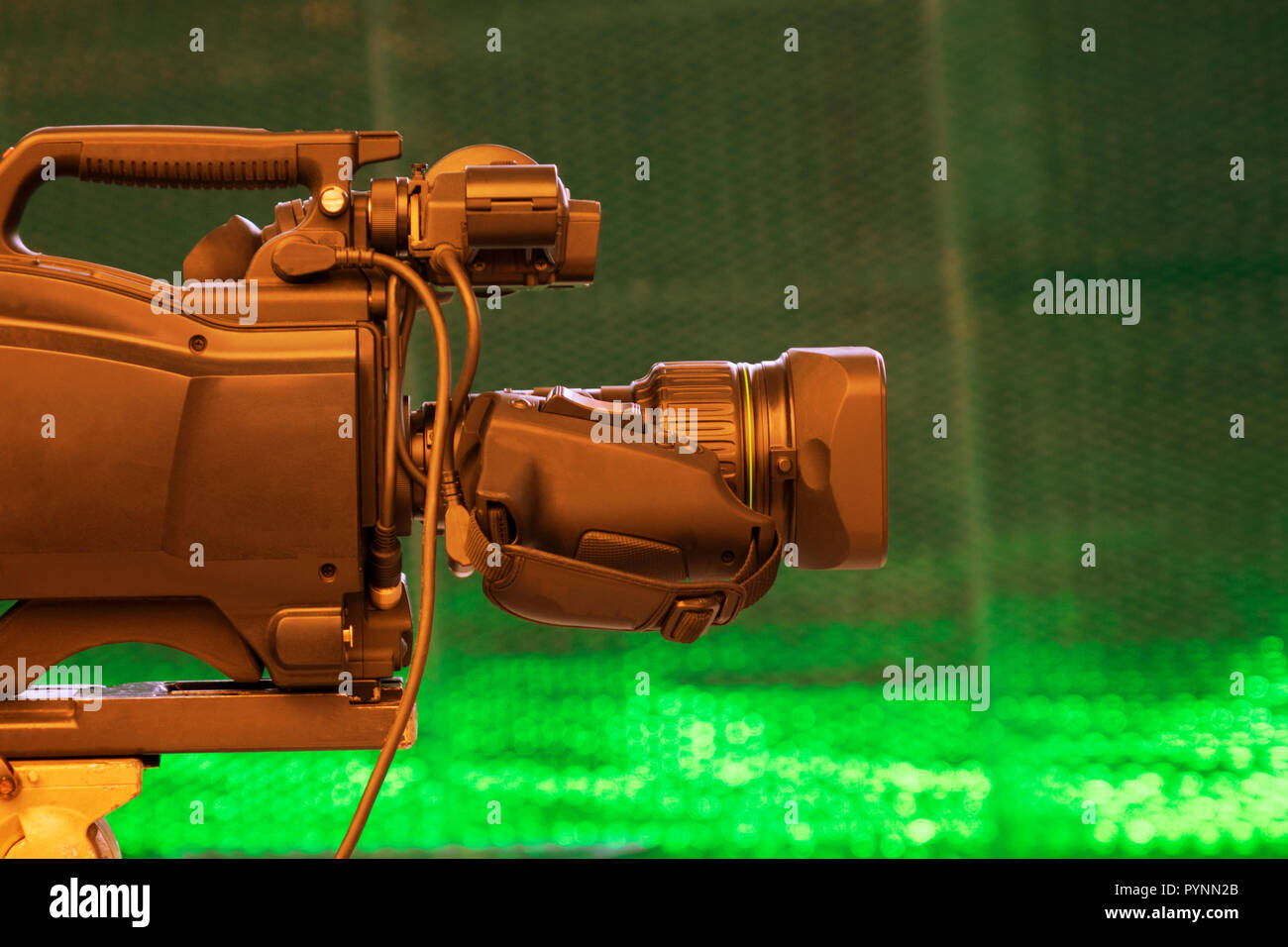 Video camera lens - recording show in TV studio - focus on camera ...