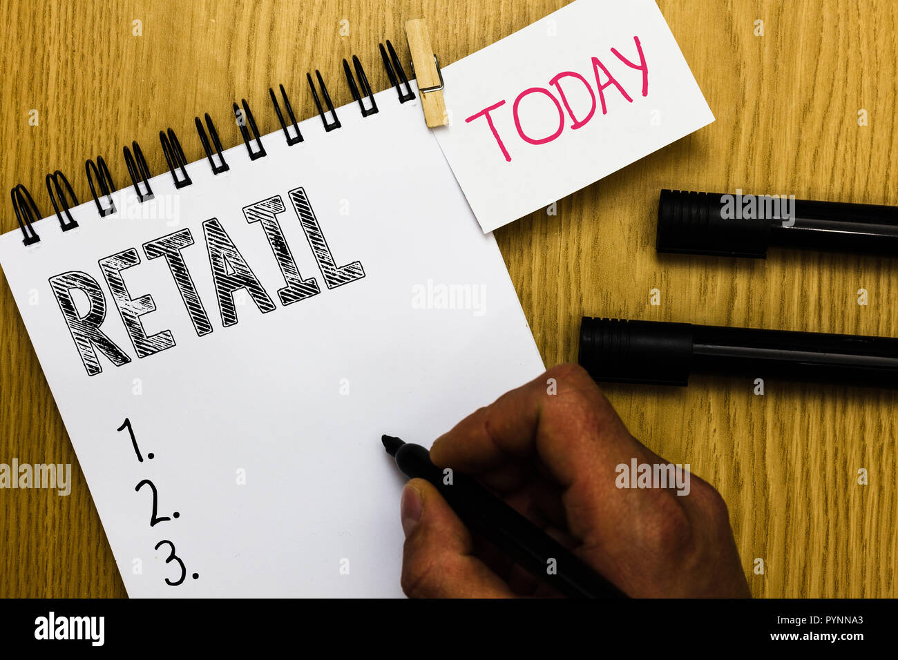 Writing note showing Retail. Business photo showcasing Sale of goods to ...