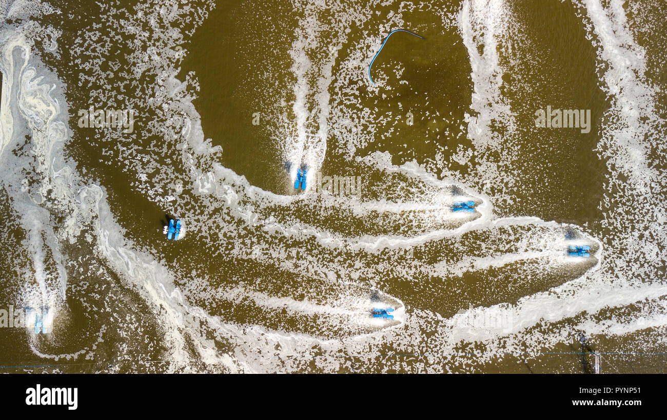 Aerial top view of salt extraction farm in Pemuteran, Bali, Indonesia ...