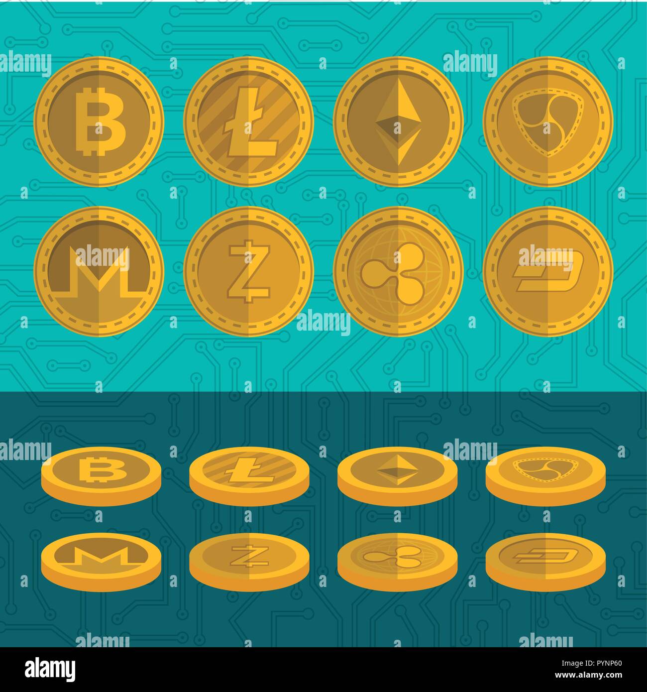 set of virtual coins icons vector illustration design Stock Vector ...