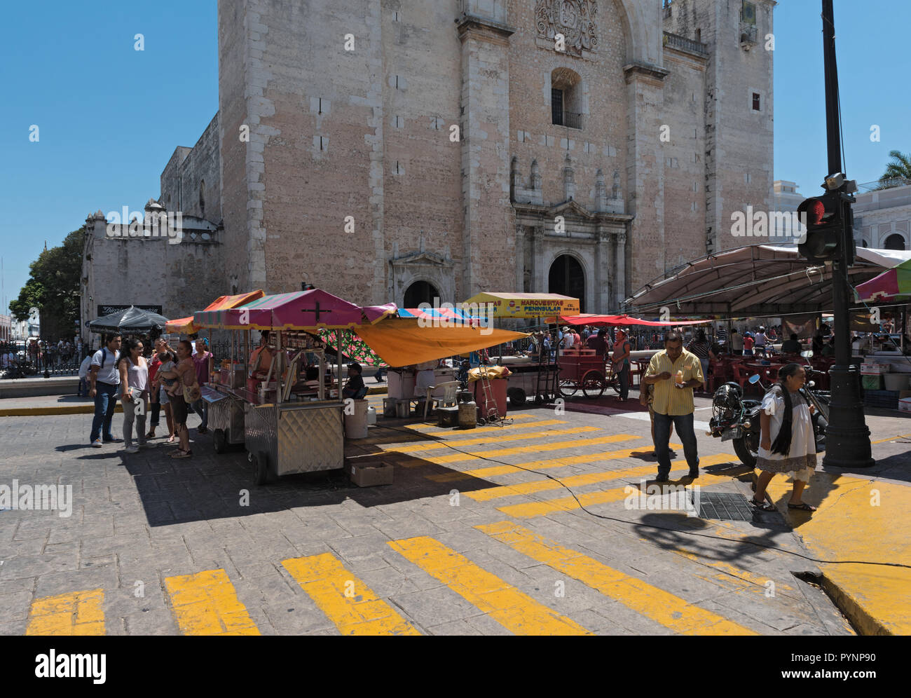 stalls at the street festival in the plaza de la Independencia the ...