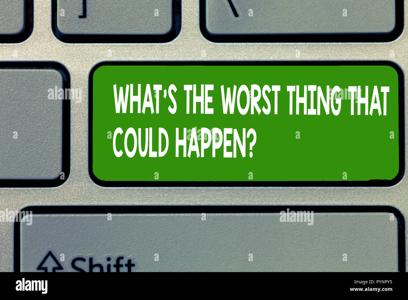 Text sign showing What s is The Worst Thing That Could Happen question ...