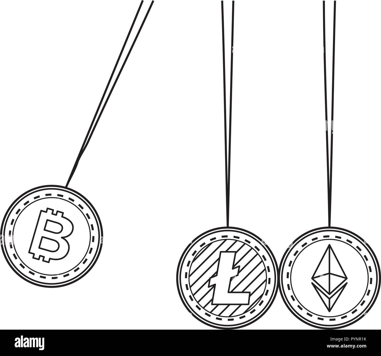 set virtual coins hanging vector illustration design Stock Vector Image ...