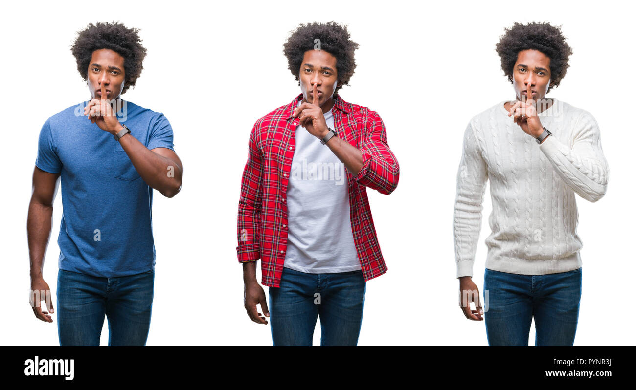 Collage of african american young handsome man over isolated background ...