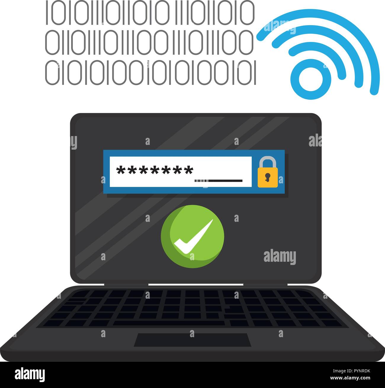 laptop with wifi signal and access template vector illustration design ...