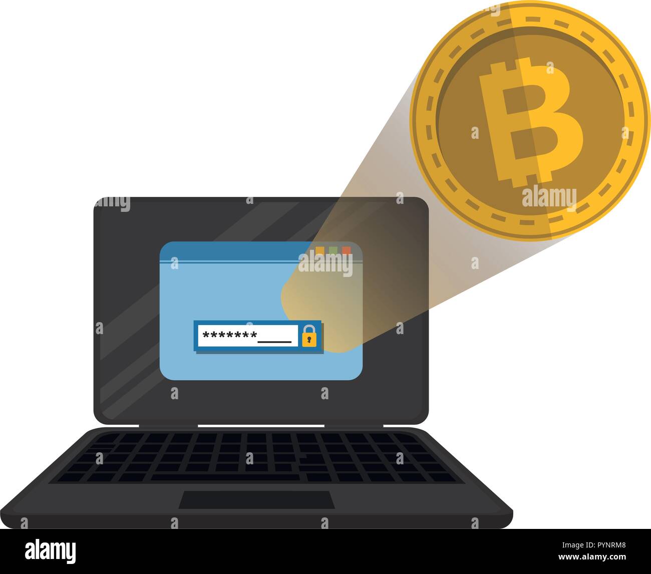 laptop computer with bitcoin vector illustration design Stock Vector ...