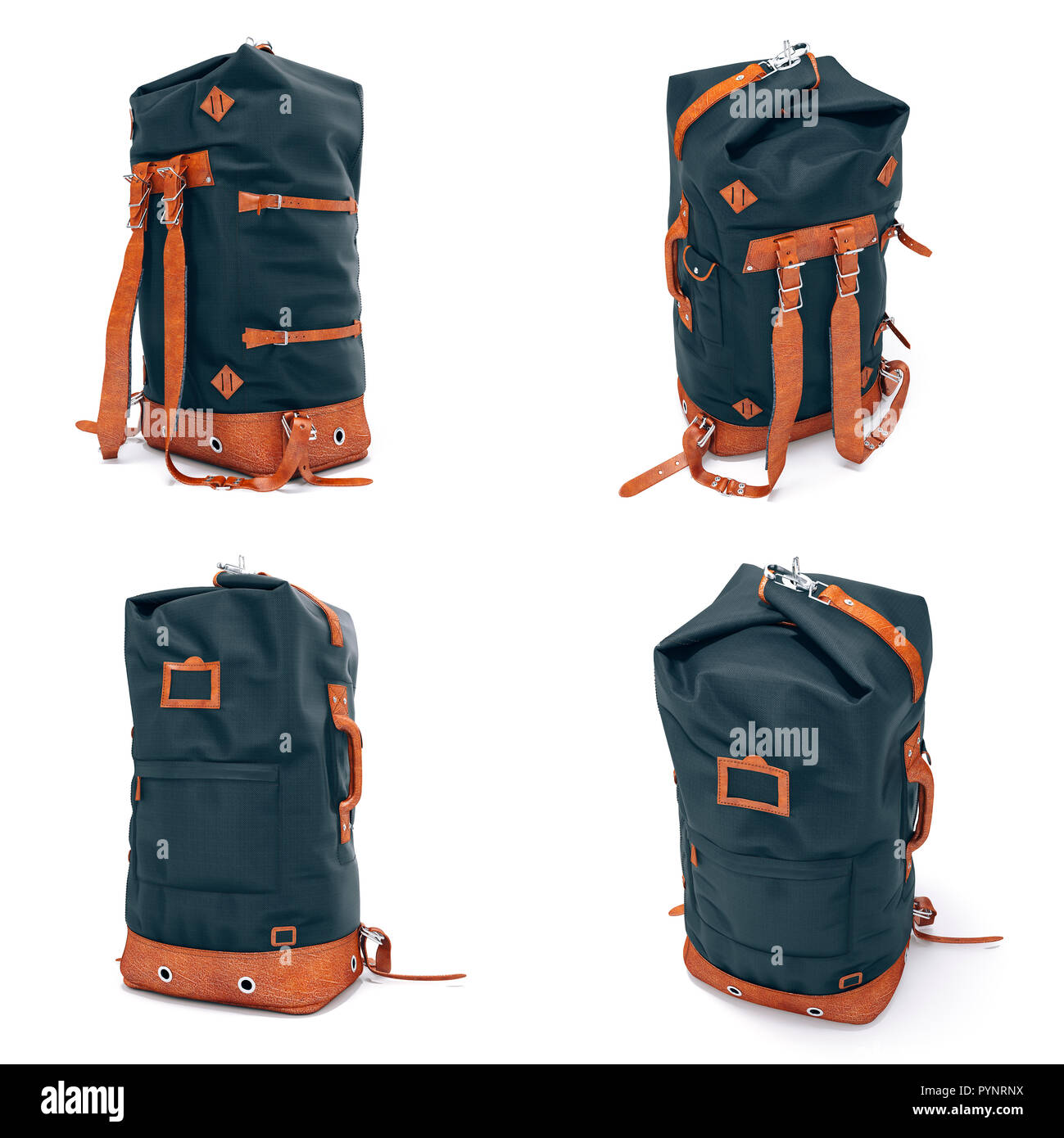 3d vintage backpack on white background Stock Photo - Alamy