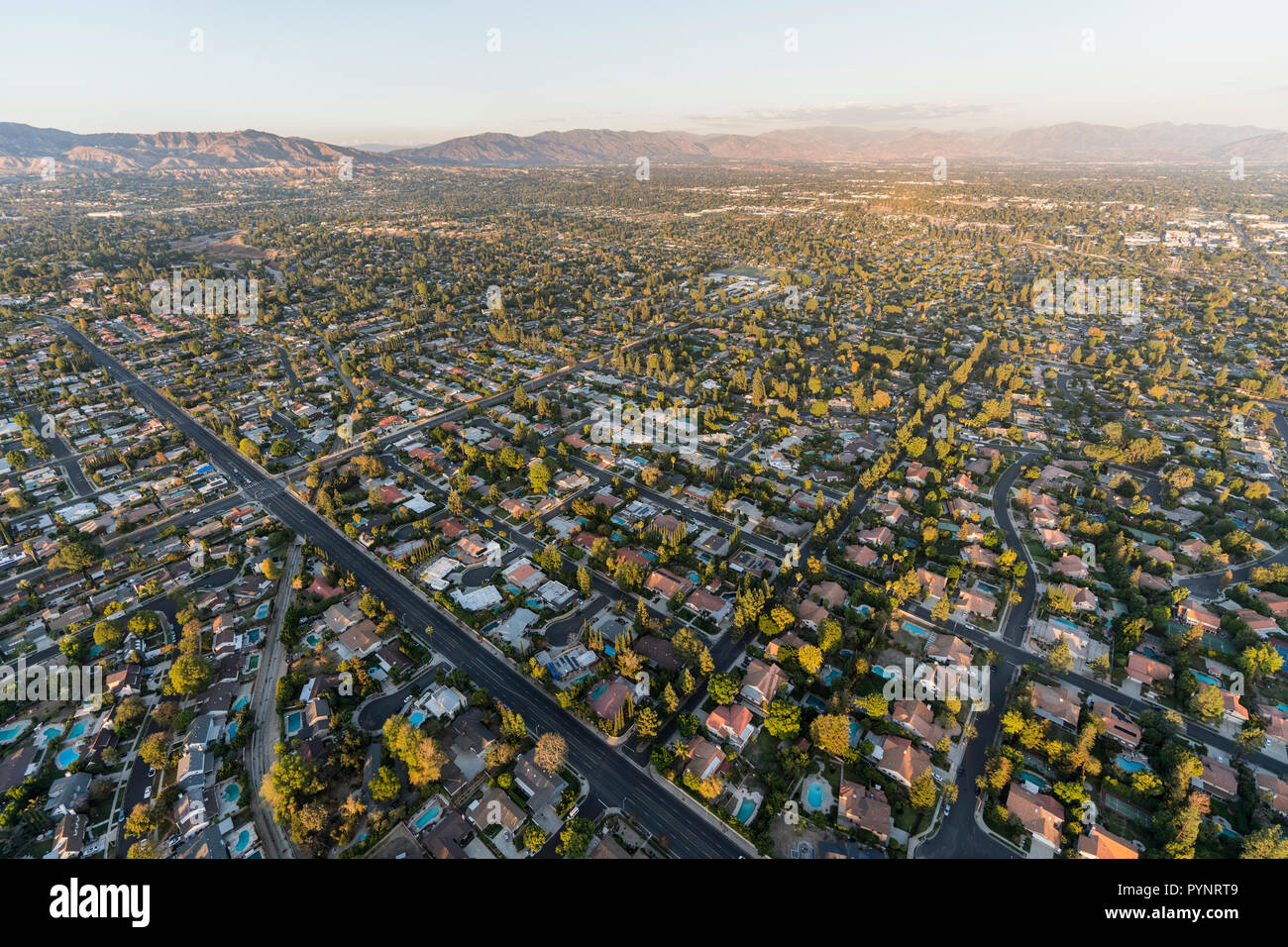 Aerial view towards Lassen St and Corbin Ave in the Northridge ...