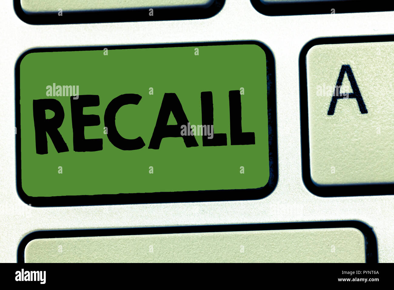 Word writing text Recall. Business concept for bring fact event or ...