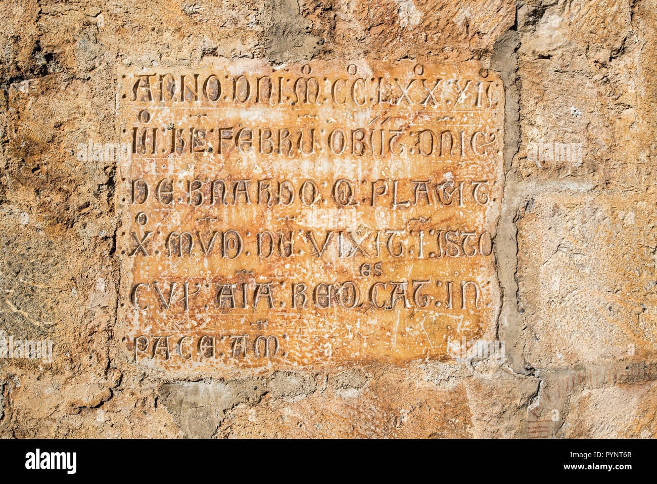 Latin inscription on outer wall of the Cathédrale Notre-Dame de Saint ...
