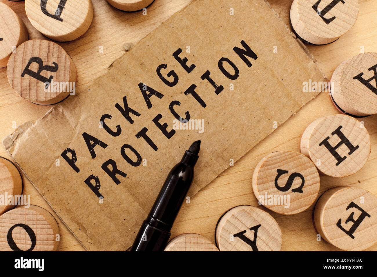 Handwriting text writing Package Protection. Concept meaning Wrapping ...