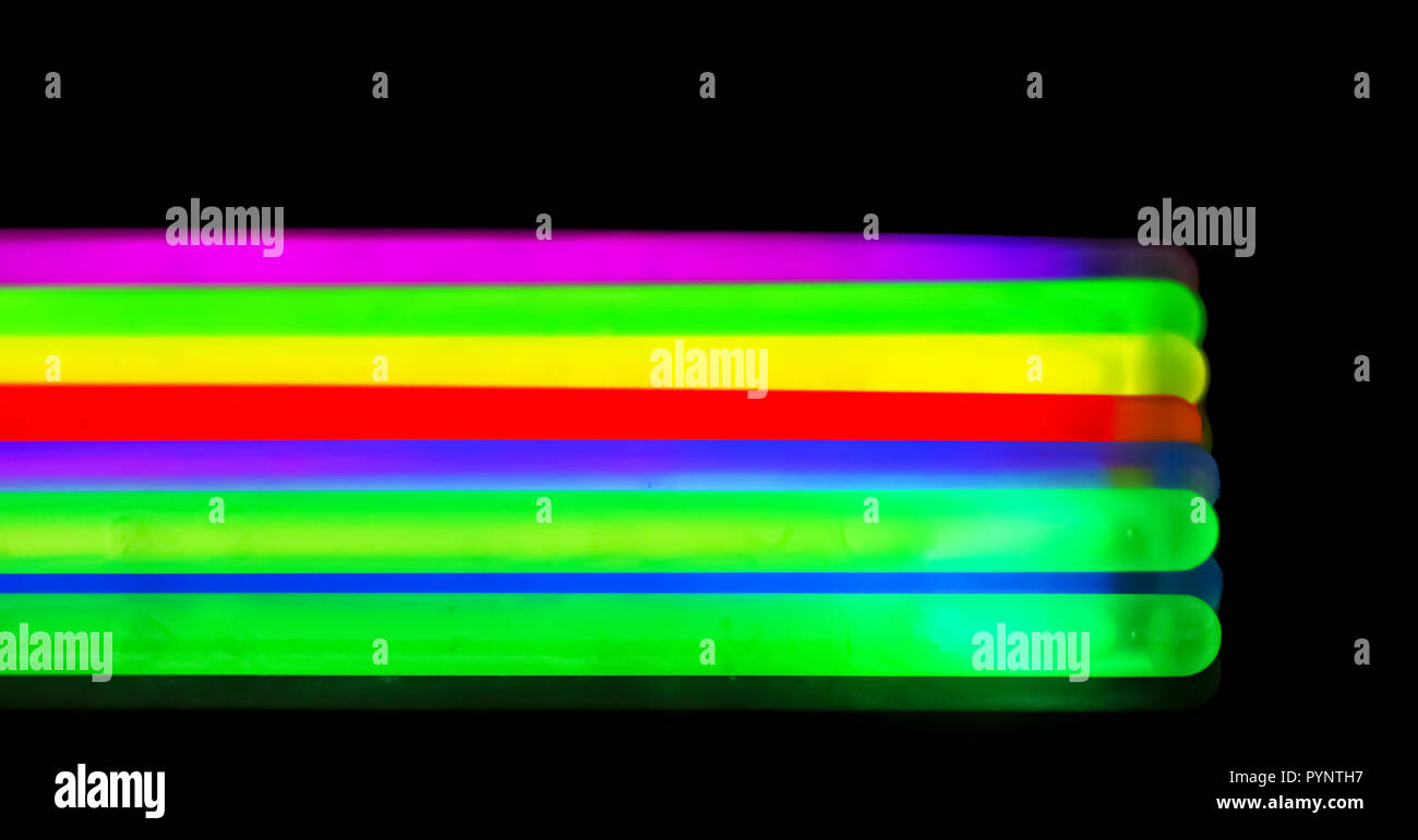 Variation of multicolored colorful colored fluorescent chem light neon ...
