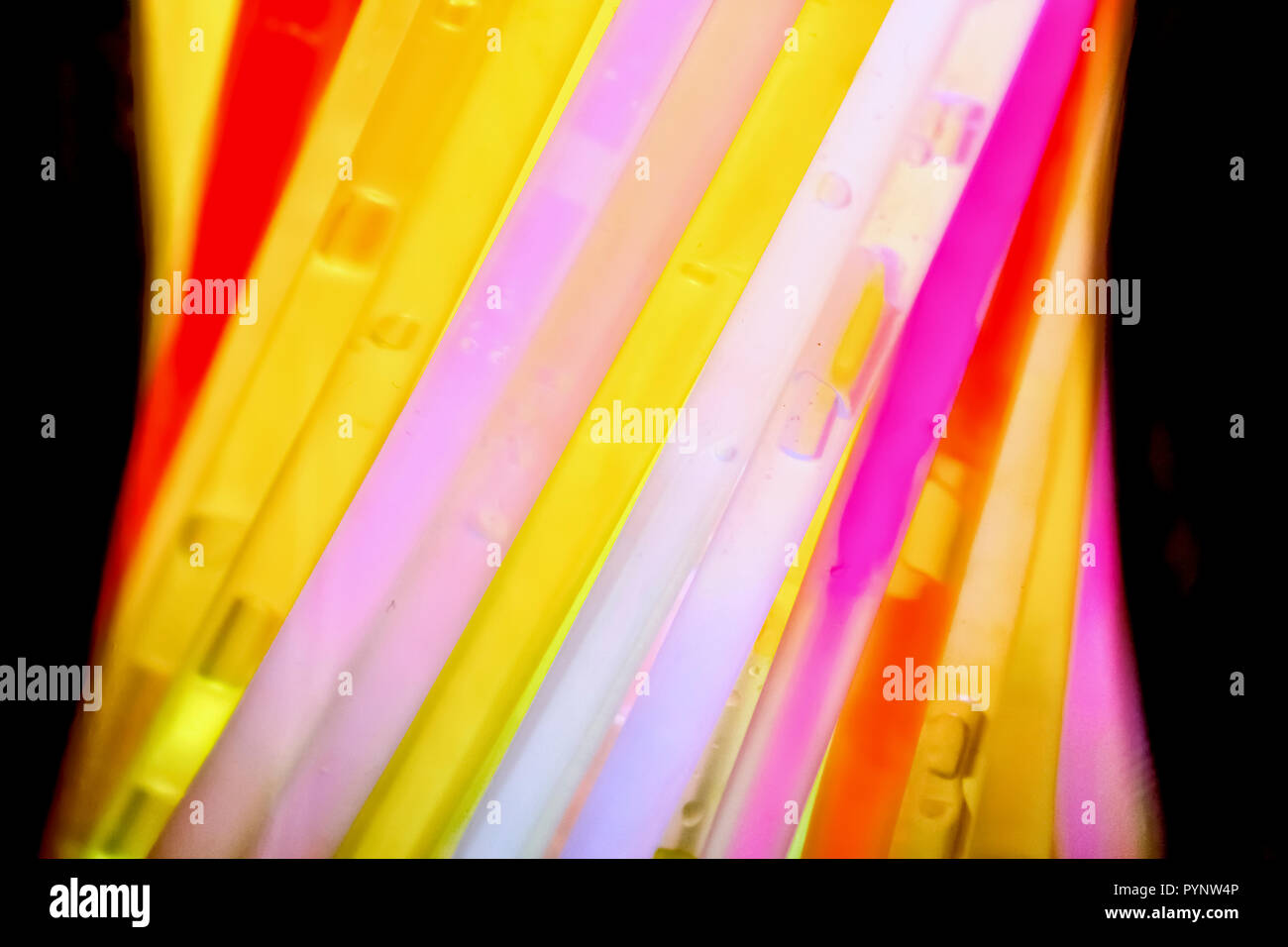 Variation of multicolored colorful colored fluorescent chem light neon ...
