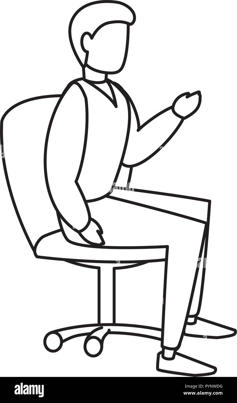 young man in the office chair vector illustration design Stock Vector ...