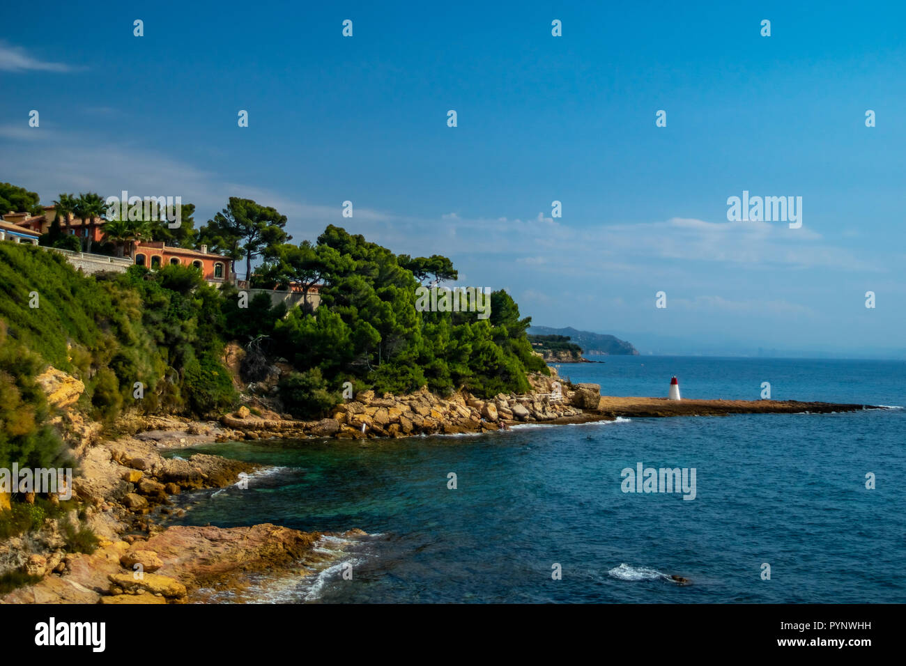 Golden cliffs evening light Cote D´azur France Stock Photo - Alamy