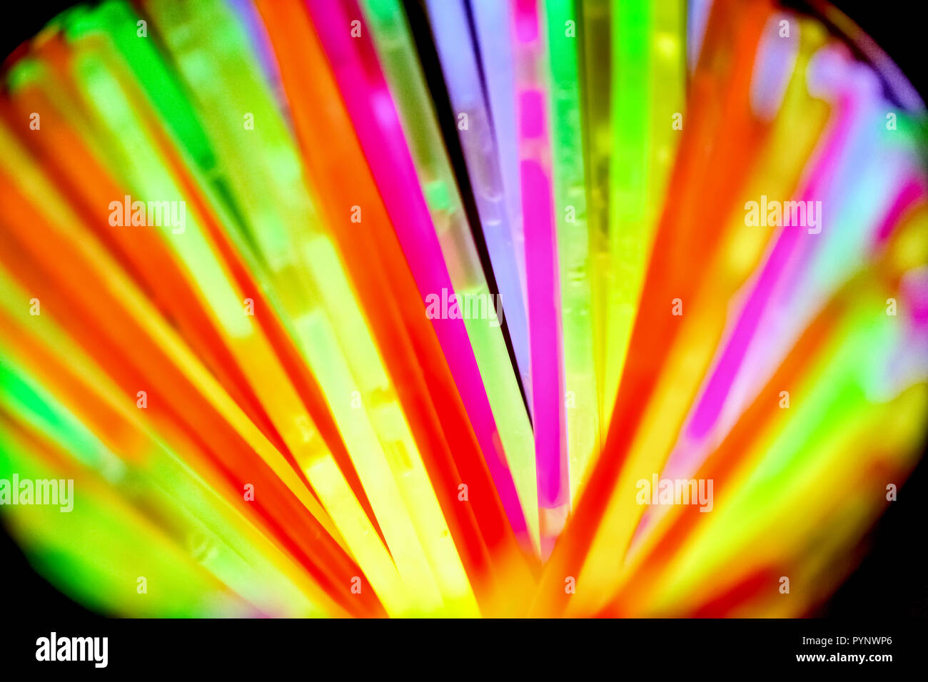 Variation of multicolored colorful colored fluorescent chem light neon ...