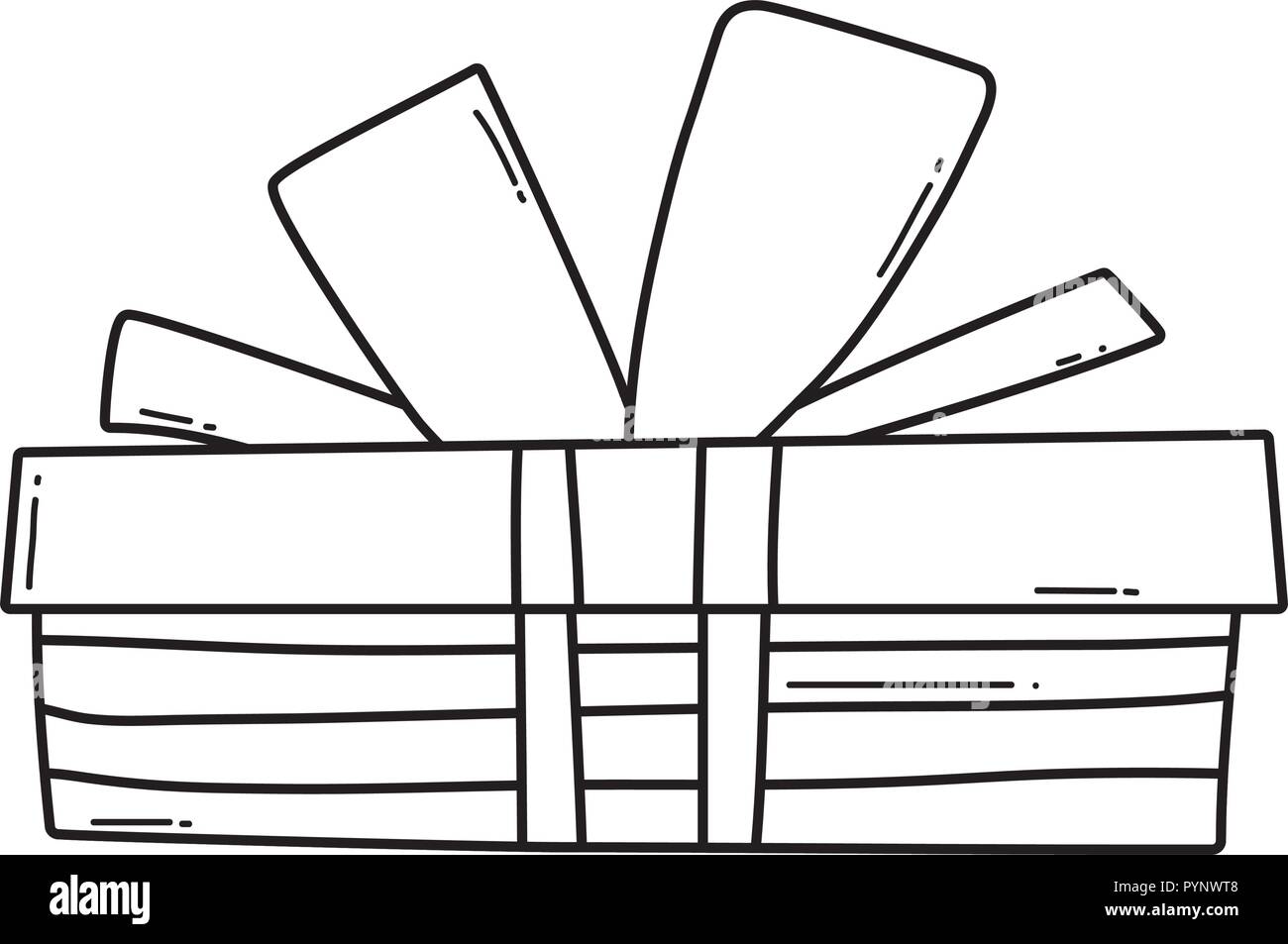 Birthday giftbox cartoon black and white Stock Vector Image & Art - Alamy