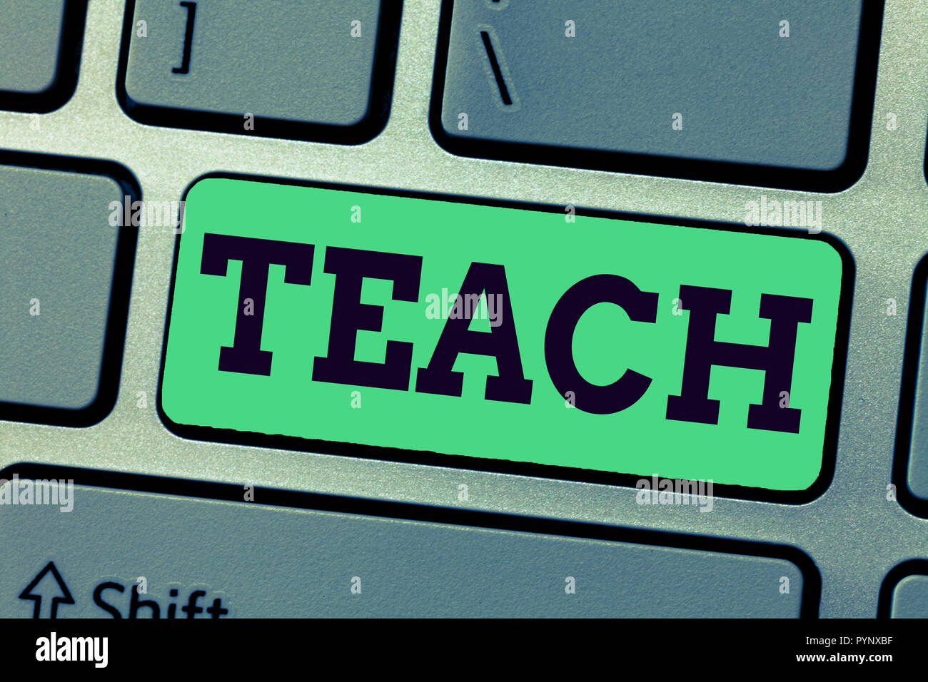 Handwriting text writing Teach. Concept meaning impart knowledge or ...