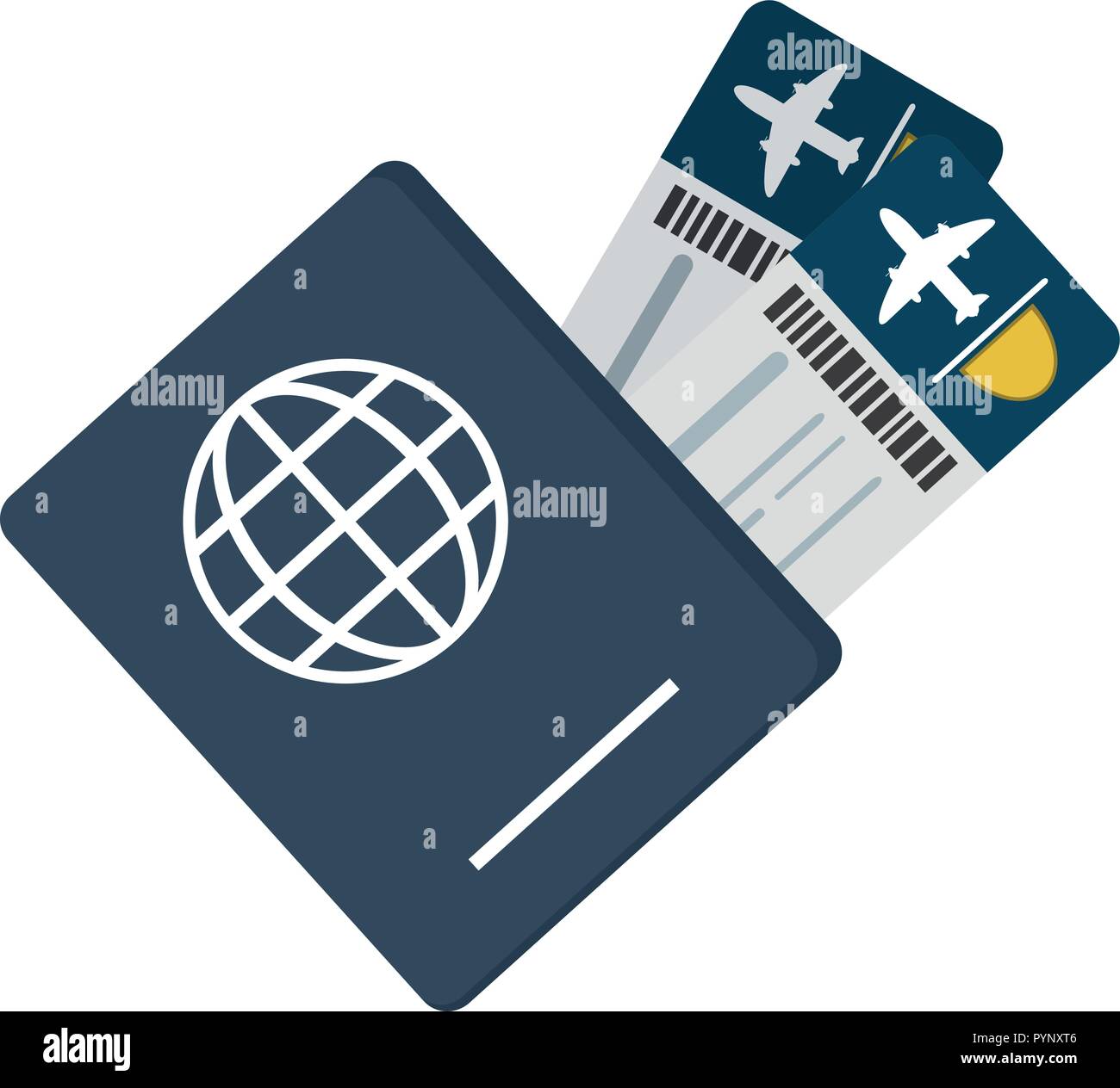 Travel passport with flight tickets symbols vector illustration graphic ...
